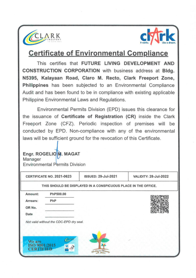 FUTURE LIVING DEVELOPMENT AND CONSTRUCTION CORPORATION